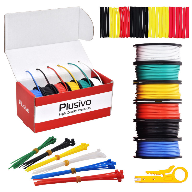 Plusivo AWG24 Hook Up Wire Kit - Solid Tinned Copper(6 colors, 11 m (36 ...