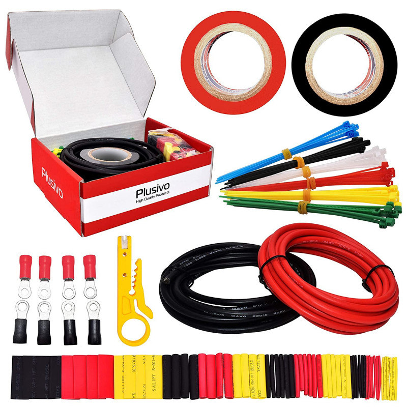 Plusivo AWG12 Hook Up Silicone Wire Kit - 600V Tinned Copper Stranded ...