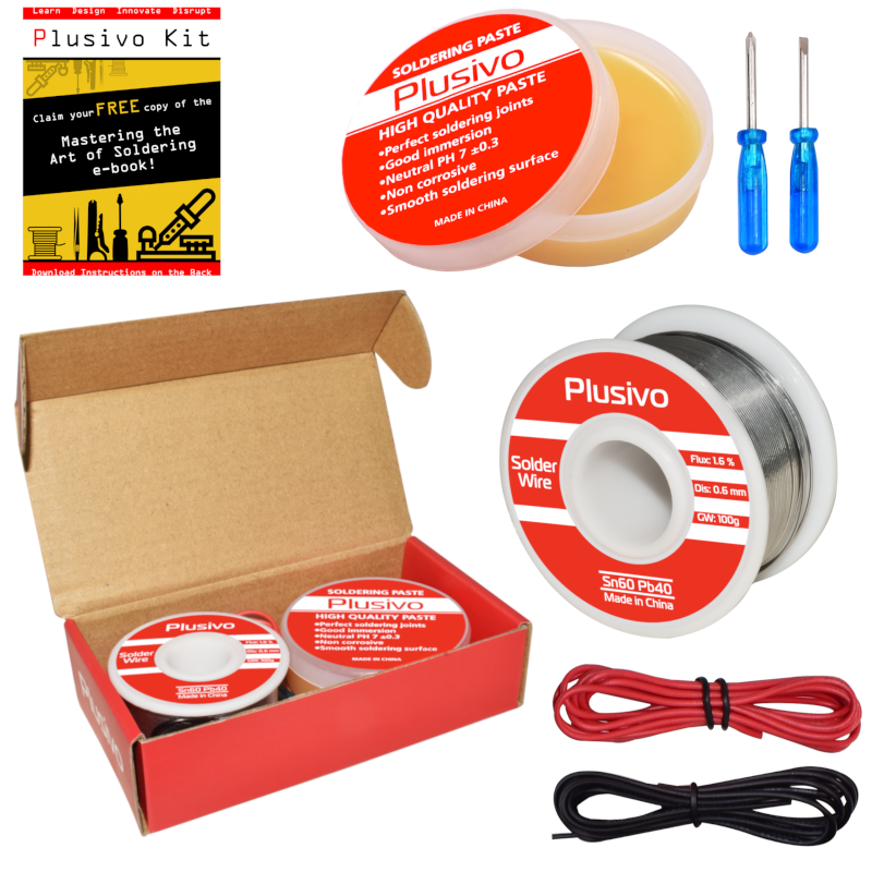 Plusivo Solder Wire (0.6mm, 100g) and Rosin Paste Flux for PCB ...