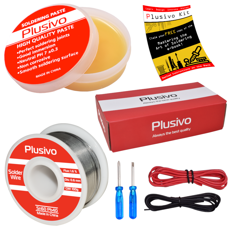 Plusivo Solder Wire (0.6mm, 100g) and Rosin Paste Flux for PCB ...
