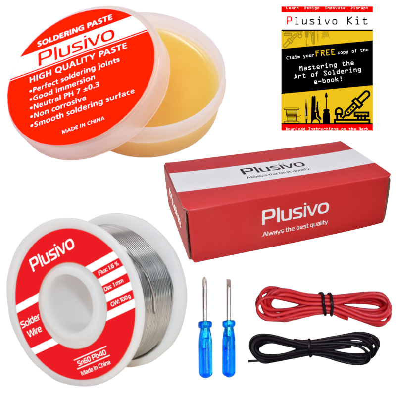 Plusivo Solder Wire (1mm, 100g) and Rosin Paste Flux for PCB Electrical ...