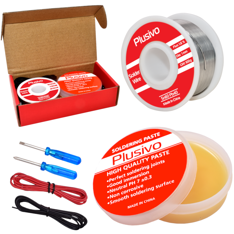 Plusivo Solder Wire (1mm, 100g) and Rosin Paste Flux for PCB Electrical ...