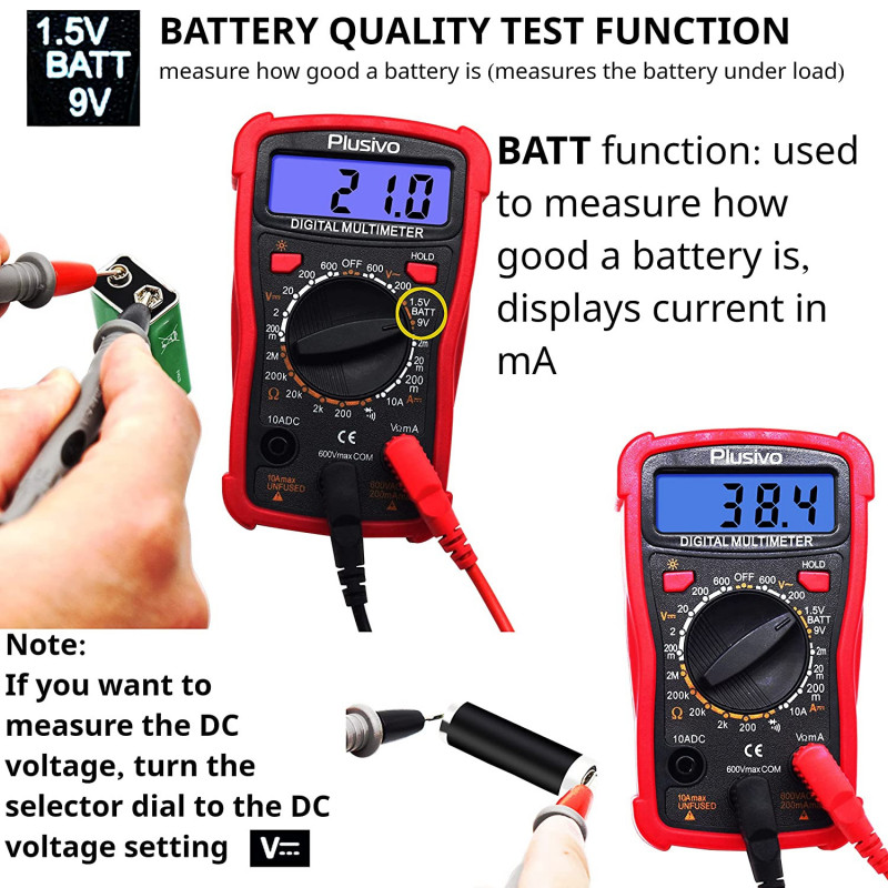 Plusivo Digital Display Multimeter DM101 + Test Leads