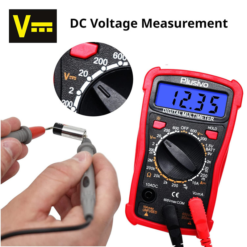 Plusivo Digital Display Multimeter DM101 + Test Leads
