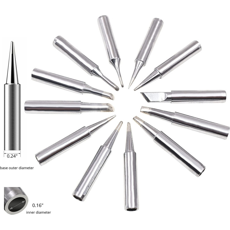Soldering Iron Tips 12 pcs 900M Replacement Solder Tips Kit (B, I, K, D ...