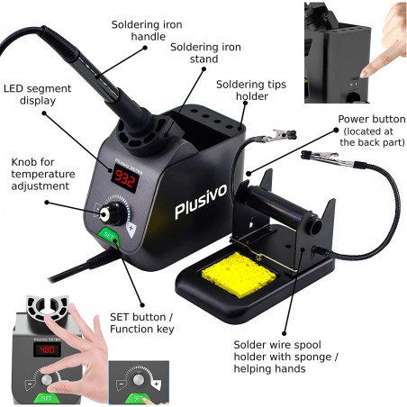 Soldering Iron Station Kit Digital Display Helping Hands 60 W 5 pcs ...