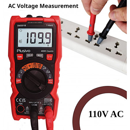 Digital Multimeter 4000 Counts TRMS Auto-Ranging AC DC Voltmeter NCV ...
