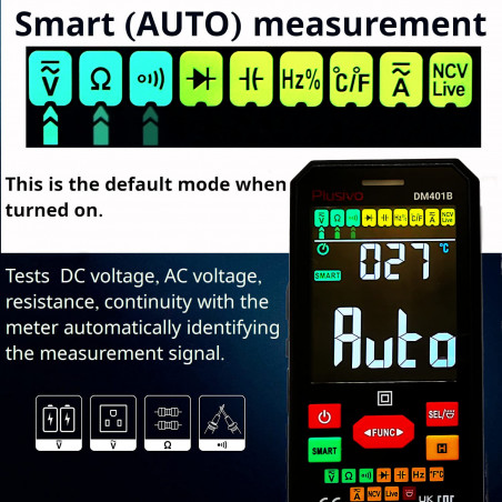 6000 Counts Digital Multimeter TRMS Smart Electrical Tester AC DC ...