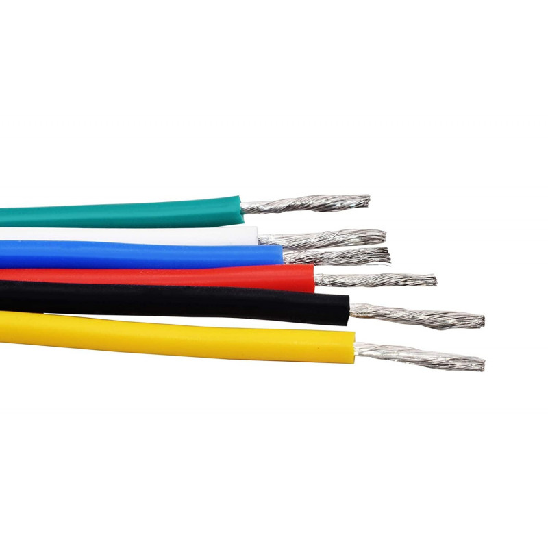22 AWG Hook up Wire Kit - 600V Tinned Stranded Silicone Wire of 6 ...
