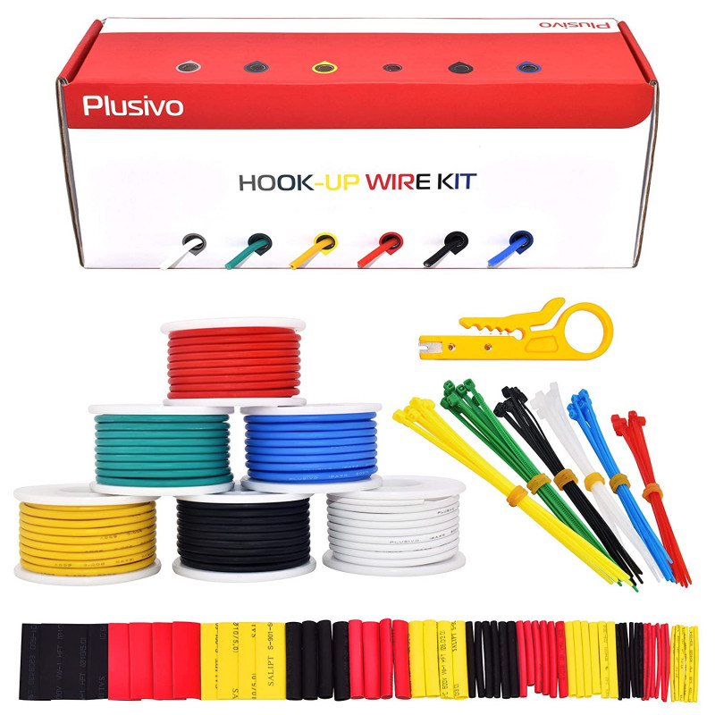 Plusivo 18AWG Hook up Wire Kit - 600V Tinned Stranded Silicone Wire of ...