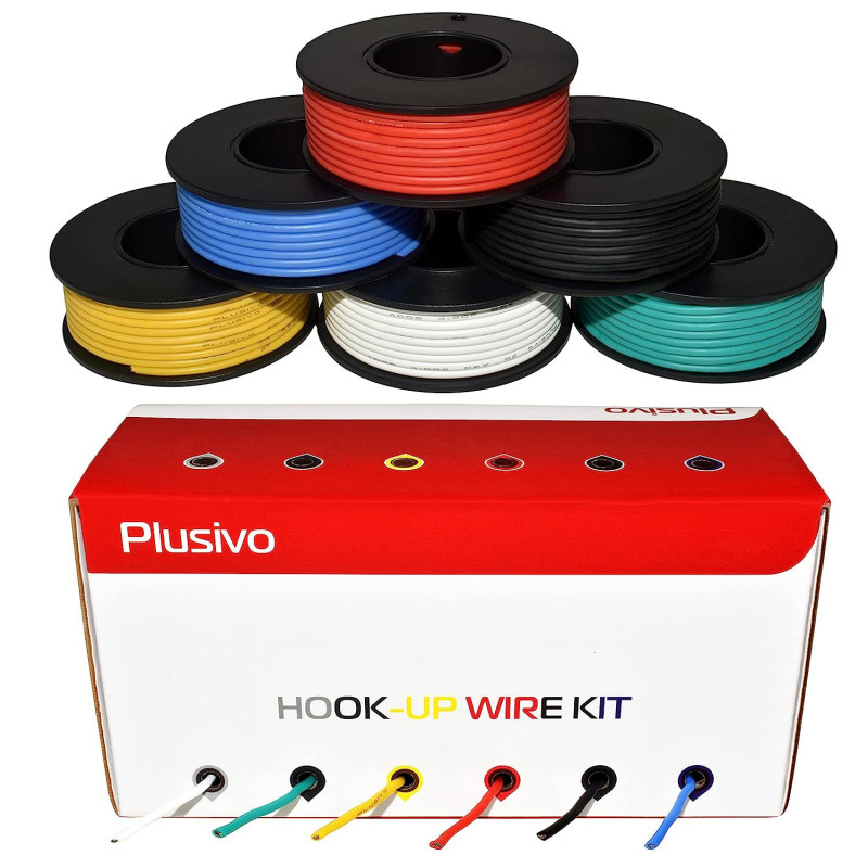 Plusivo AWG20 Hook Up Wire Kit - 600V Stranded Tinned Copper Silicone ...