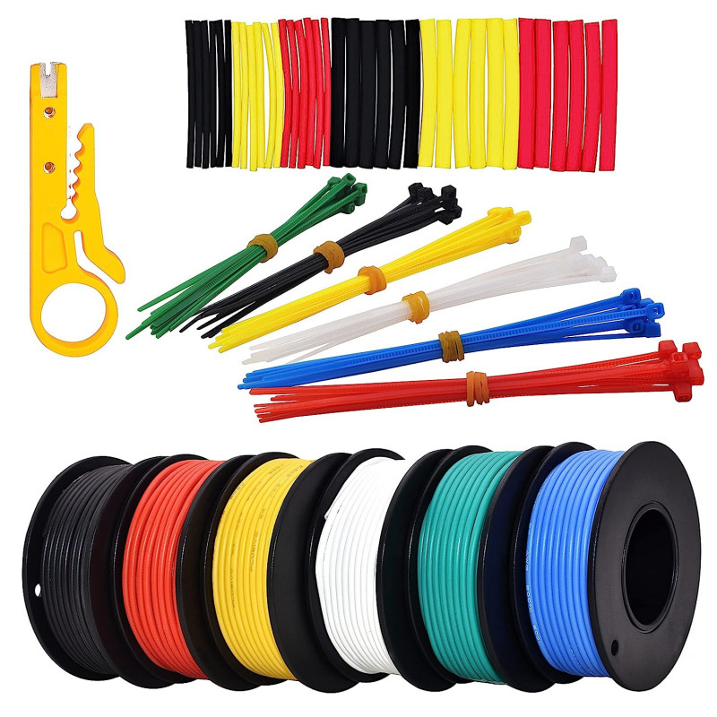 Plusivo AWG24 Hook Up Silicone Wire Kit - 600V Stranded Tinned Copper ...