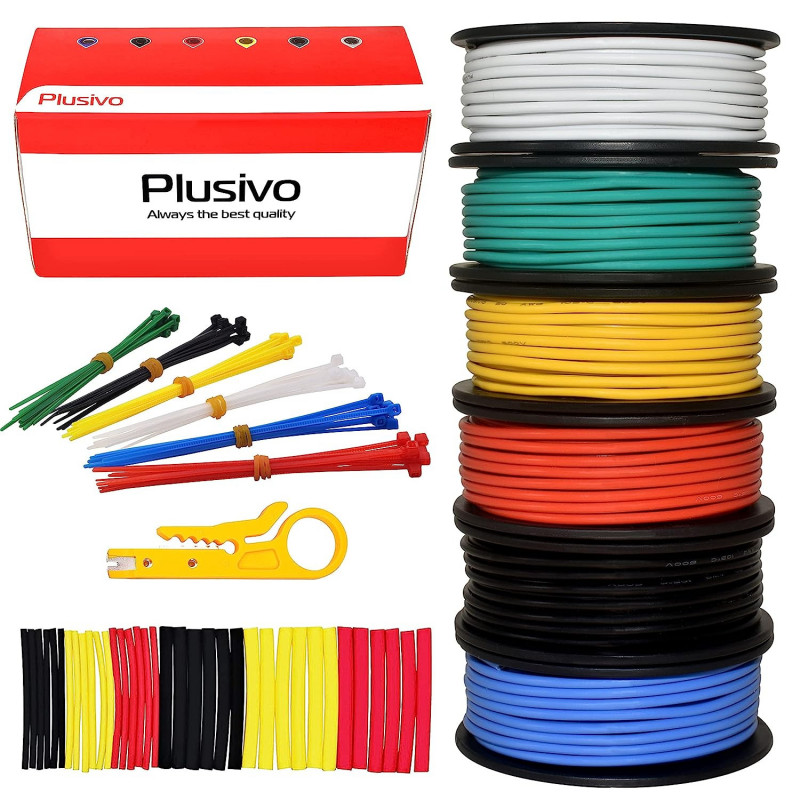 Plusivo AWG20 Hook Up PVC Wire Kit - Solid Tinned Copper (6 colors, 7 m ...