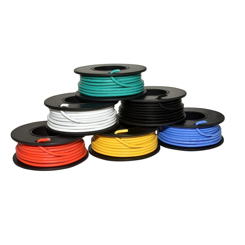 Plusivo AWG18 Hook Up PVC Wire Kit - Solid Tinned Copper (6 colors, 5 m ...