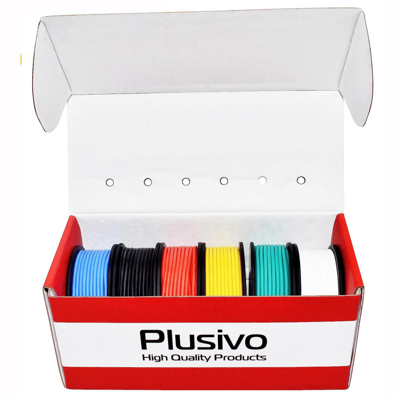 Plusivo AWG24 Hook Up Wire Kit - Solid Tinned Copper(6 colors, 11 m (36 ...