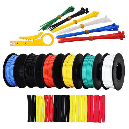 Plusivo AWG24 Hook Up Wire Kit - Solid Tinned Copper(6 colors, 11 m (36 ...