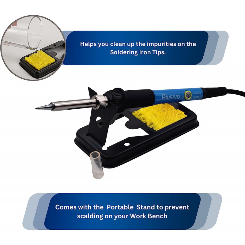 Plusivo Soldering Iron Kit V6 - 60 W Soldering Iron with Solder Holder ...