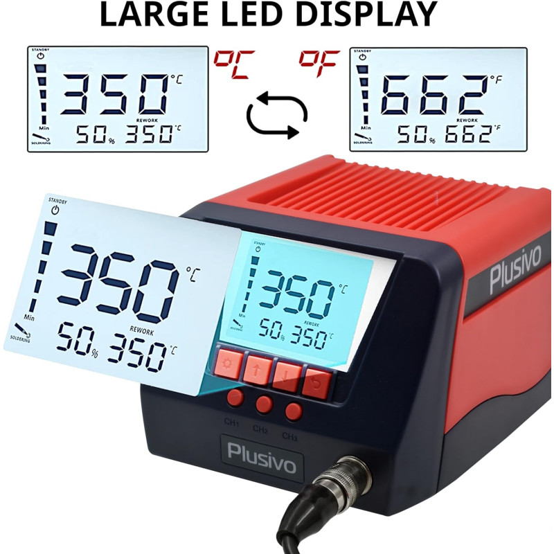Digital Soldering Iron and Rework Station Wide LCD Display Screen, ºC ...