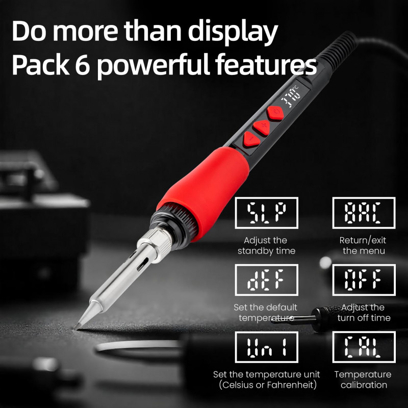 Digital Soldering Iron Kit, LED Clear Display Soldering Iron 60W ...