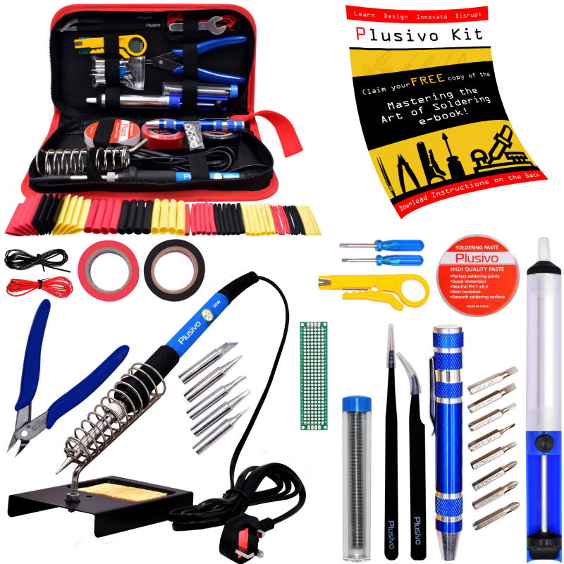 Plusivo Soldering Kit with Diagonal Wire Cutter (230 V, UK Plug)