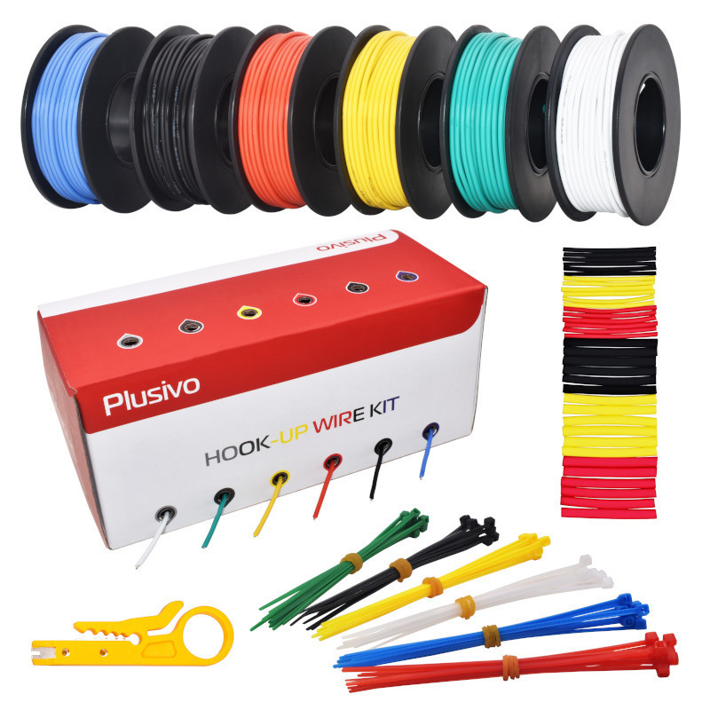 Plusivo AWG22 Hook Up Wire Kit - Solid Tinned Copper Wire of 6 ...